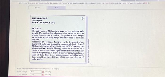 Solved Refer to the dosage recommendations for the | Chegg.com