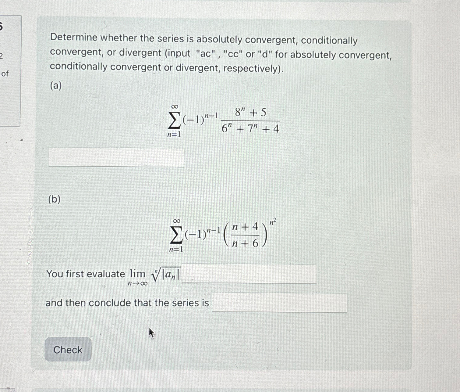 Solved Determine whether the series is absolutely | Chegg.com