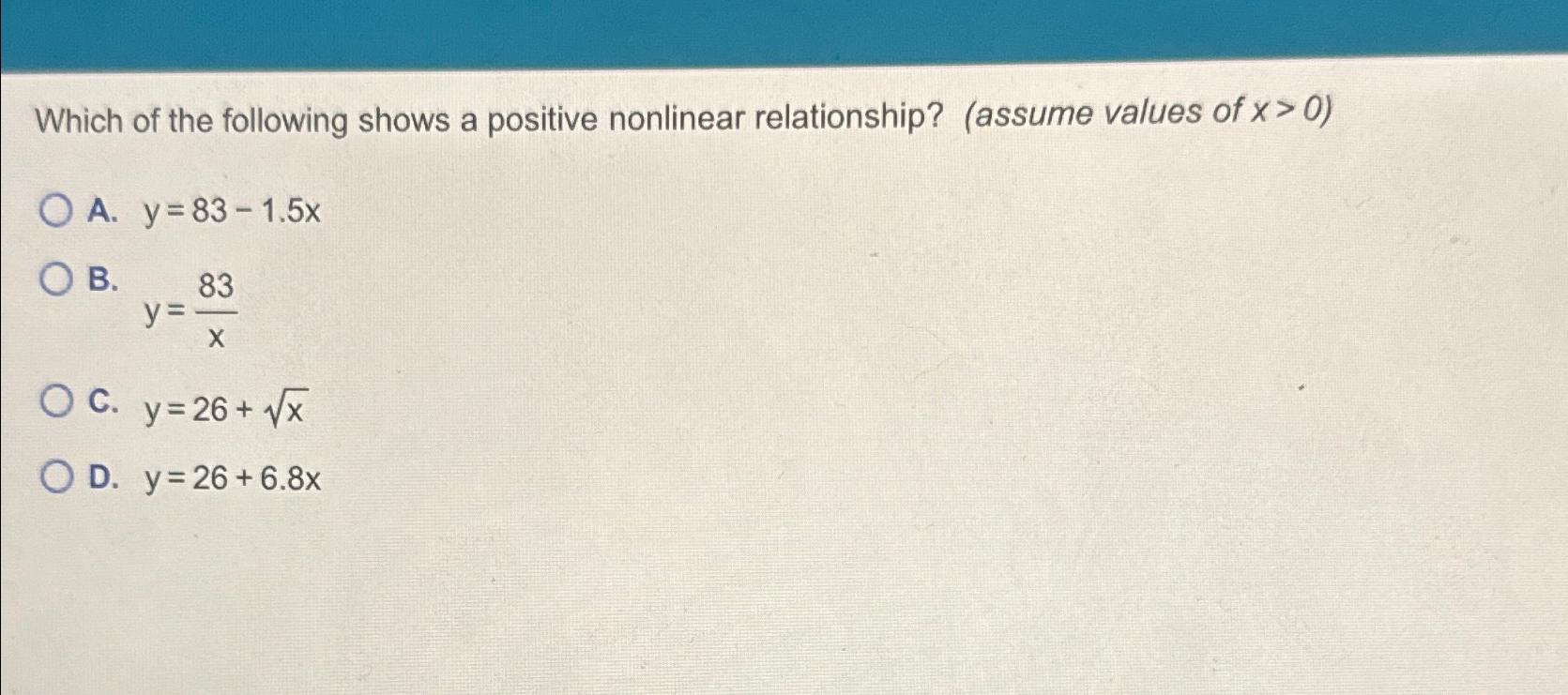 Solved Which of the following shows a positive nonlinear | Chegg.com