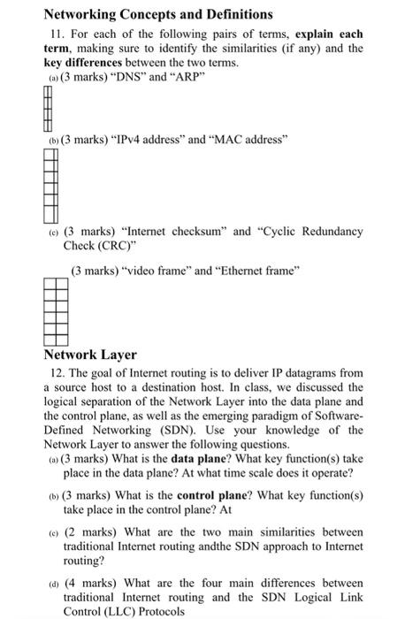 Solved Networking Concepts and Definitions 11. For each of | Chegg.com