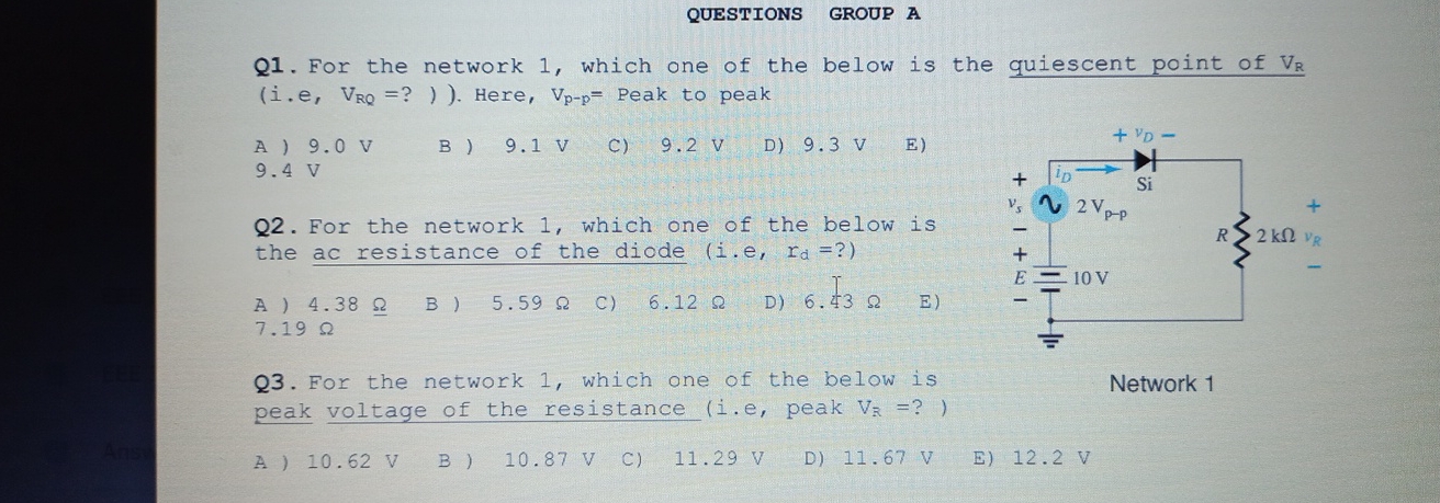 Solved QUESTIONS GROUP AQ1. ﻿For the network 1, ﻿which one | Chegg.com