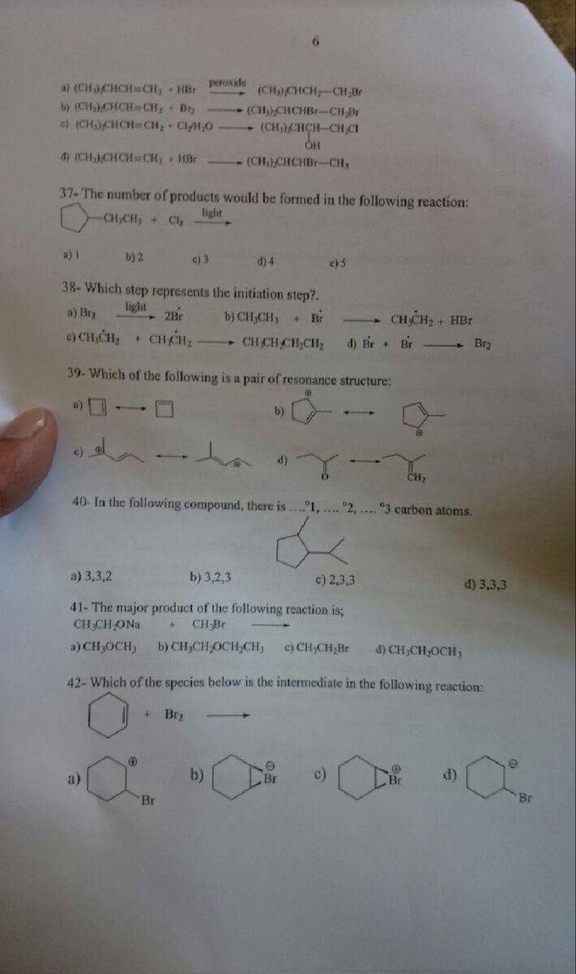 Solved 6a) (CH2)CHOH=CH2+HBr→pereξle(CH3)CHCH2-CH2Heb) | Chegg.com