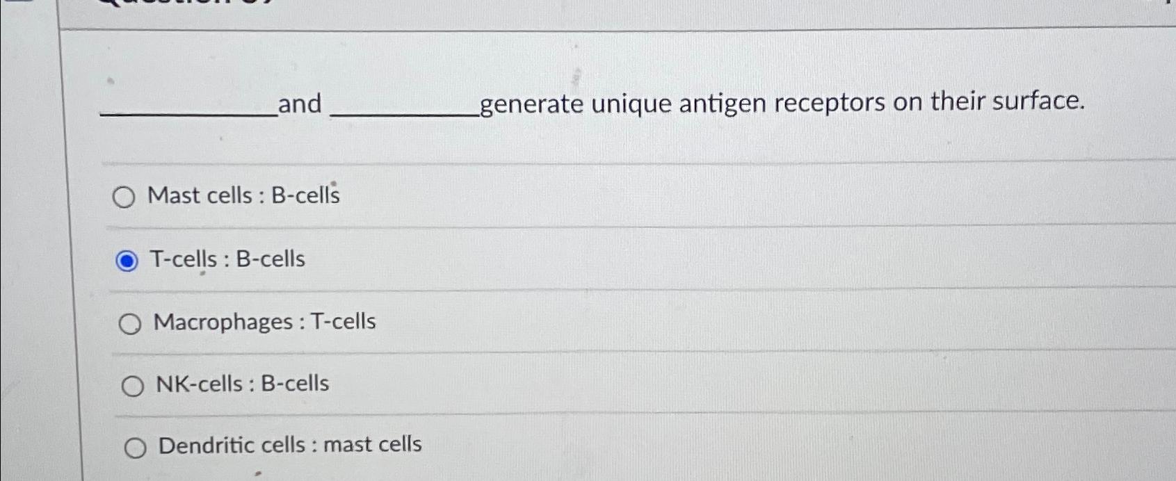 Solved .and generate unique antigen receptors on their | Chegg.com