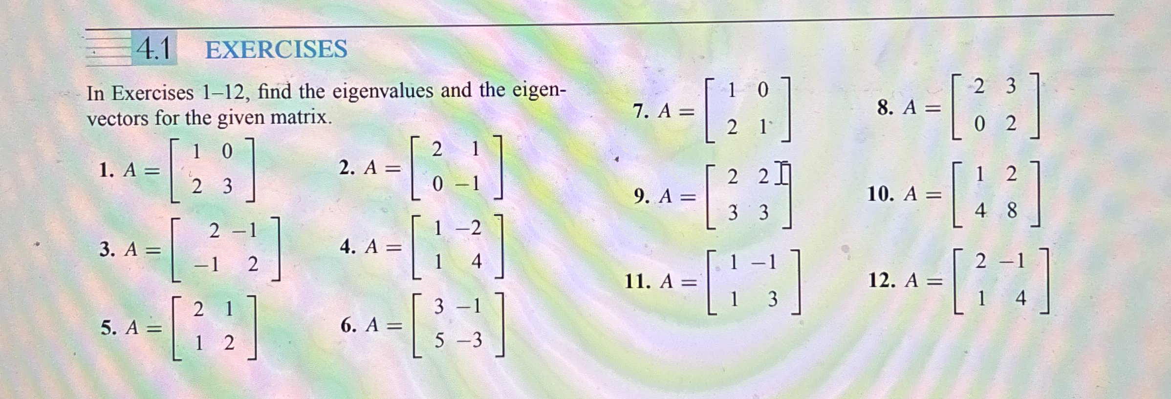 Solved 4.1 ﻿EXERCISESIn Exercises 1-12, ﻿find the | Chegg.com