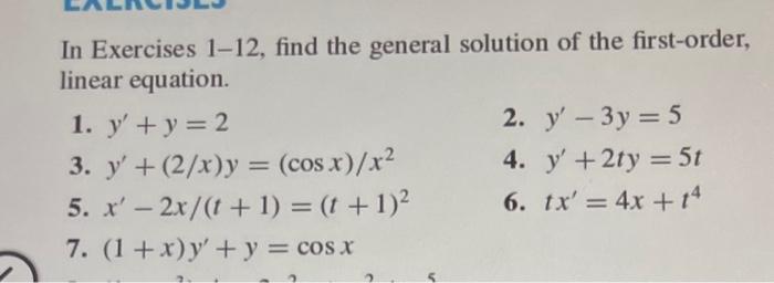Solved In Exercises 1-12, find the general solution of the | Chegg.com