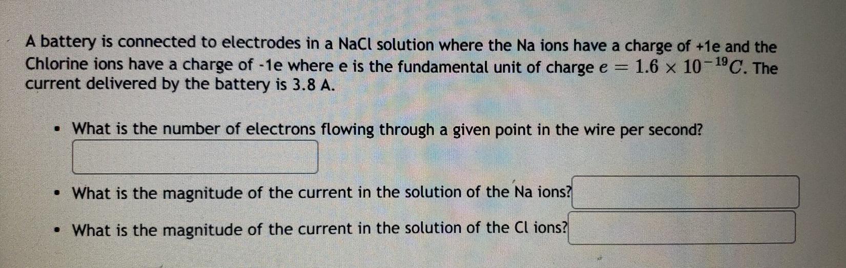 Solved Na+ 다. 0 Na+ A battery is connected to electrodes | Chegg.com