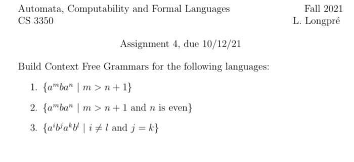 Solved Automata, Computability and Formal Languages CS 3350 | Chegg.com