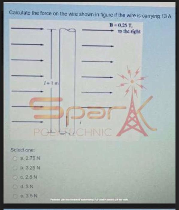 Solved Calculate the force on the wire shown in figure if | Chegg.com