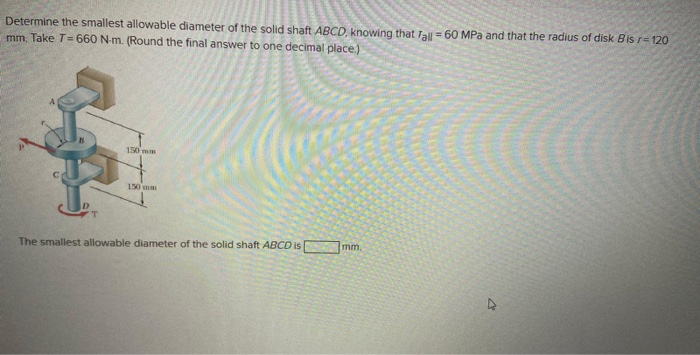 Solved Determine the smallest allowable diameter of the | Chegg.com