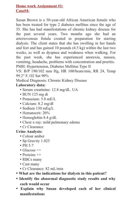 Solved Home work Assignment \#1: Case\#4- Susan Brown is a | Chegg.com