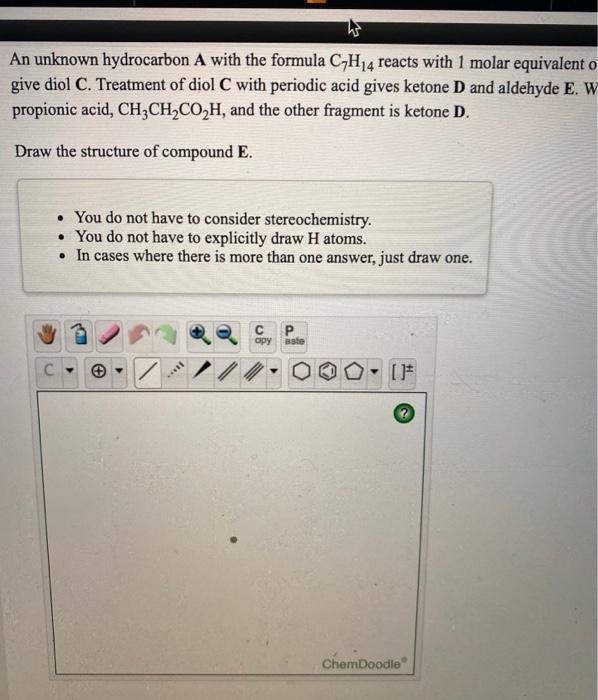 Solved an unknown hydrocarbon A with the formula C7H14 | Chegg.com