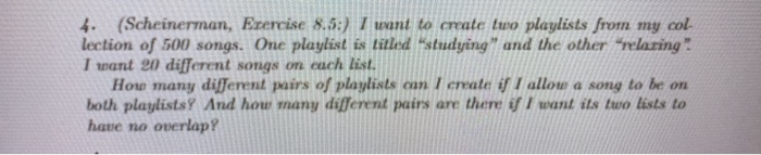 Solved 4. (Scheinerman, Exercise 8.5:) I want to create two | Chegg.com Solved 4. (Scheinerman, Exercise 8.5:) I want to create two | Chegg.com