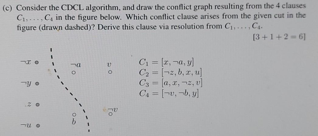 Solved (c) Consider the CDCL algorithm, and draw the | Chegg.com
