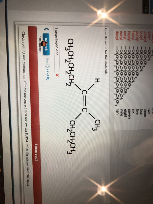 Solved -CH CH3 -анонсон, ethyl propyl butyl penty hexyl | Chegg.com