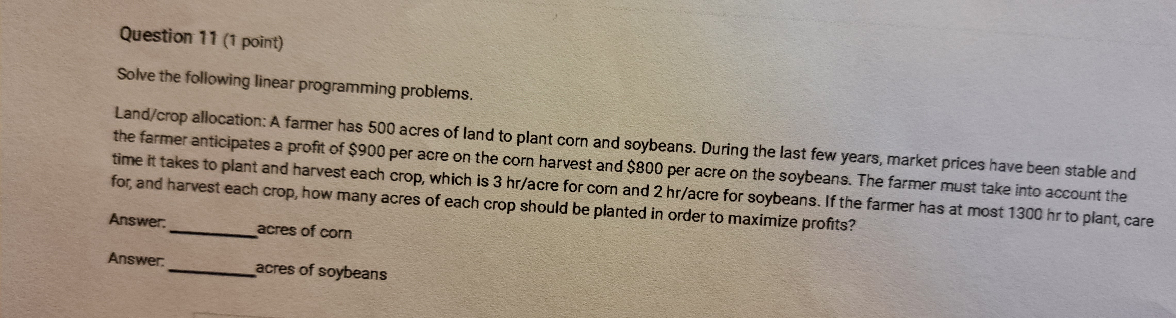 Question 11 (1 ﻿point)Solve the following linear | Chegg.com