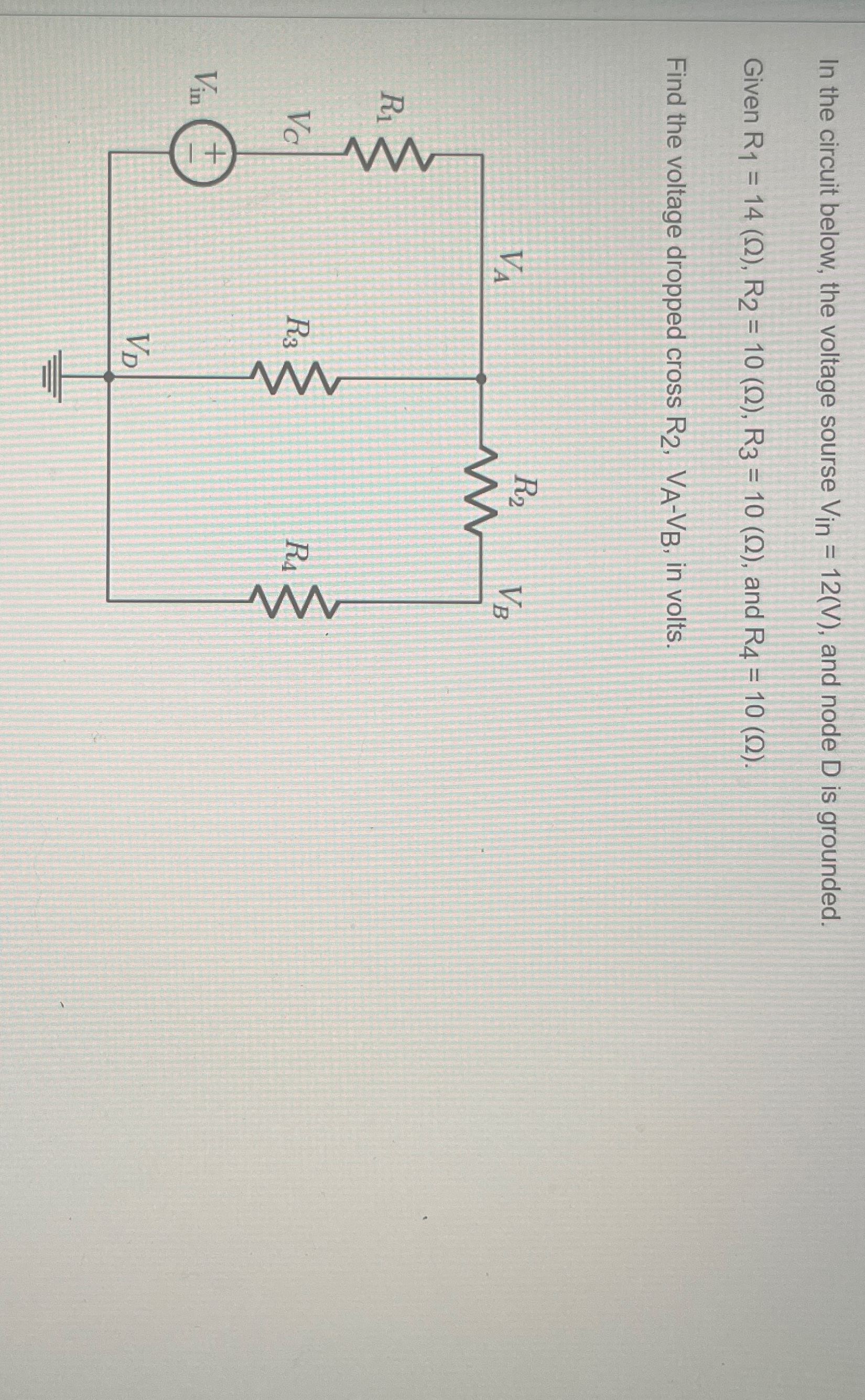 Solved In the circuit below, the voltage sourse Vin =12(V), | Chegg.com