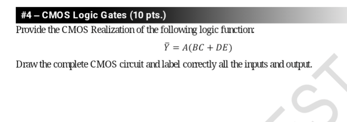 Solved Provide the CMOS Realization of the following logic | Chegg.com