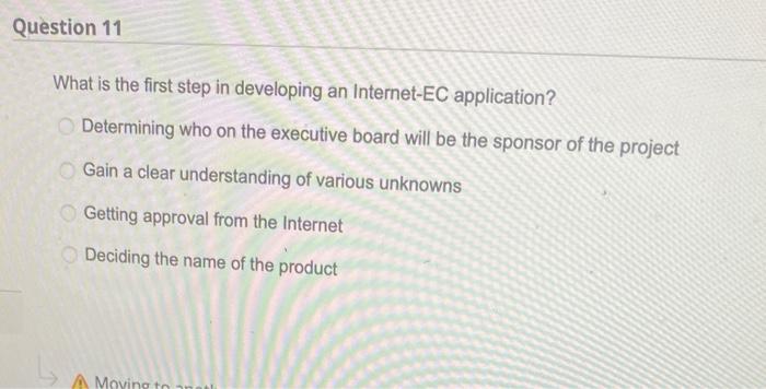 Solved What is the first step in developing an Internet-EC | Chegg.com