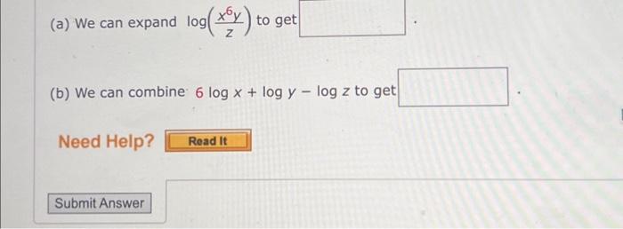 Solved (a) We can expand log xºy to get Z (b) We can combine | Chegg.com