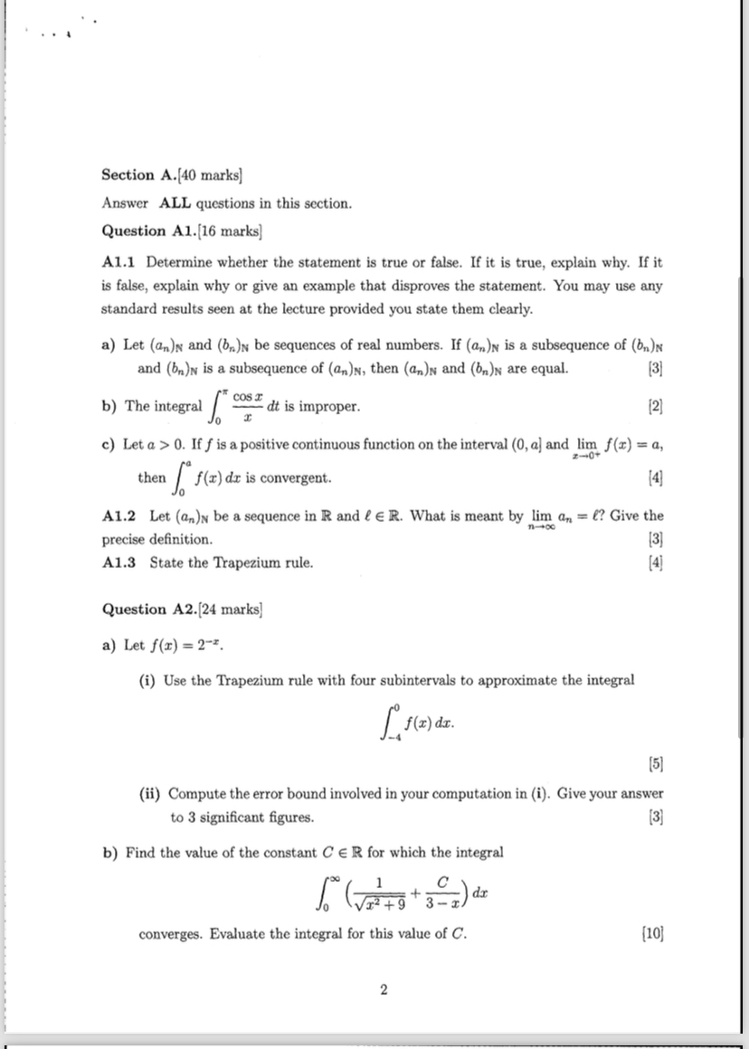 Solved Section A.[40 ﻿marks]Answer ALL questions in this | Chegg.com