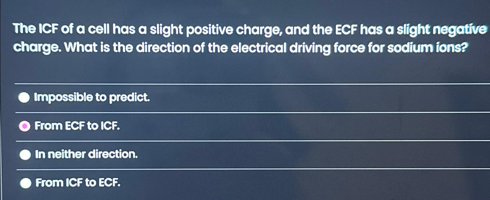 Solved The ICF of a cell has a slight positive charge, and | Chegg.com