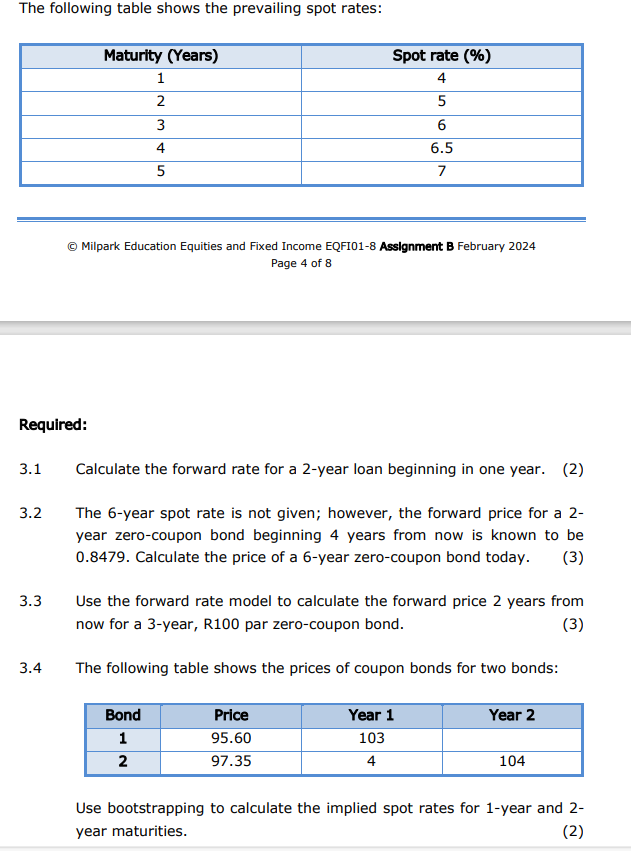 Solved The following table shows the prevailing spot | Chegg.com