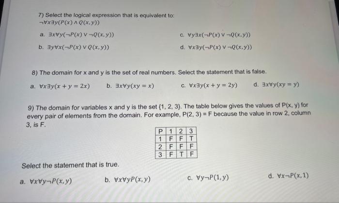 Solved 7) Select the logical expression that is equivalent | Chegg.com