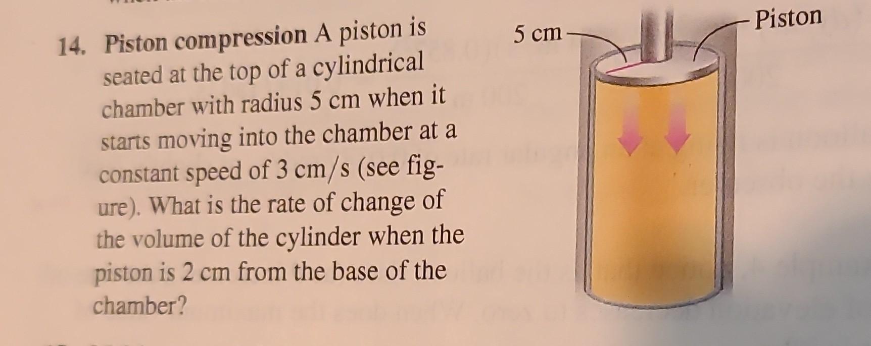 Solved 14. Piston compression A piston is seated at the top | Chegg.com