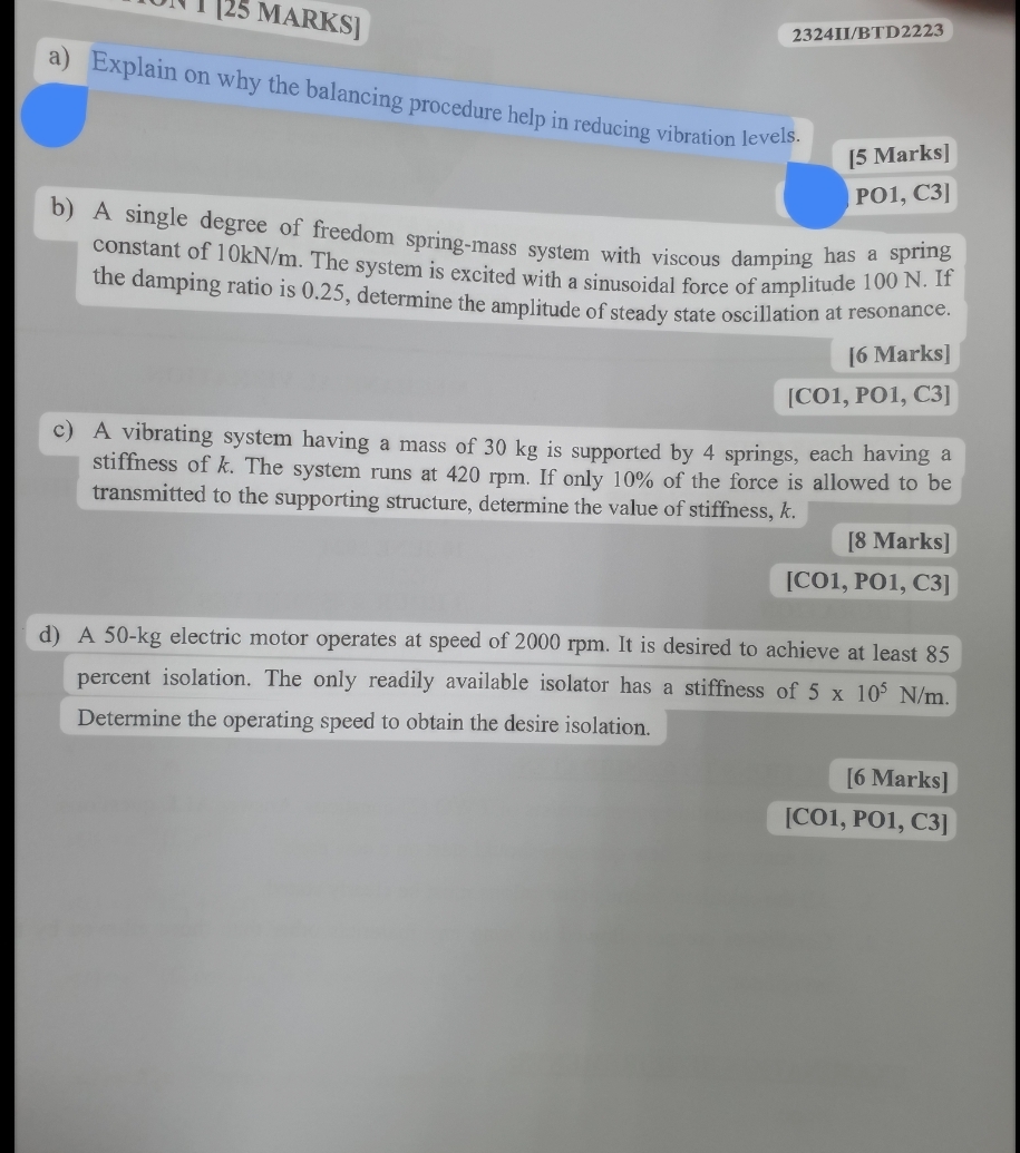 Solved 2324II/BTD2223a) ﻿Explain on why the balancing | Chegg.com