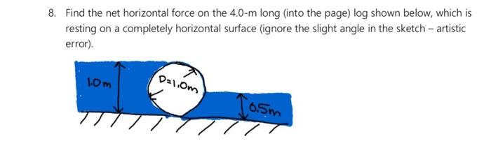 Solved 8. Find the net horizontal force on the 4.0−m long | Chegg.com Solved 8. Find the net horizontal force on the 4.0−m long | Chegg.com