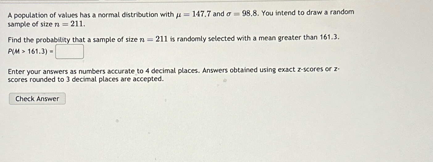 Solved A population of values has a normal distribution with | Chegg.com