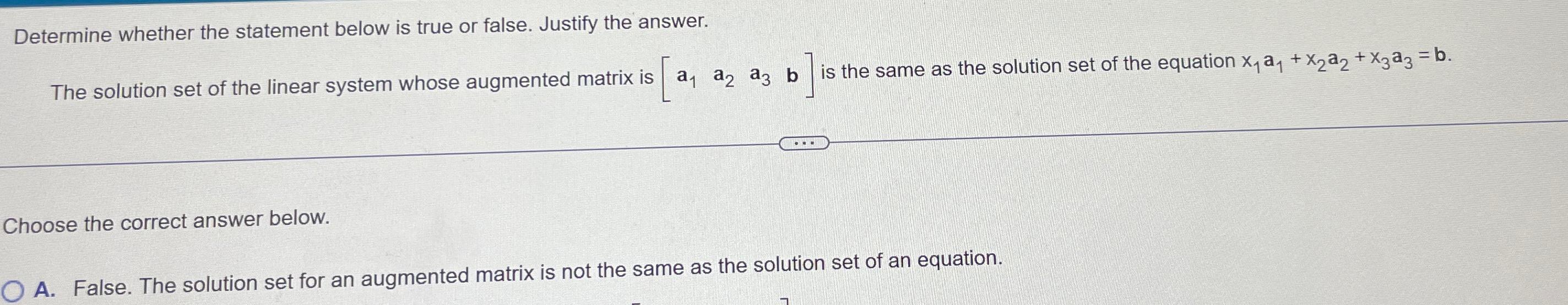 Solved Determine whether the statement below is true or | Chegg.com