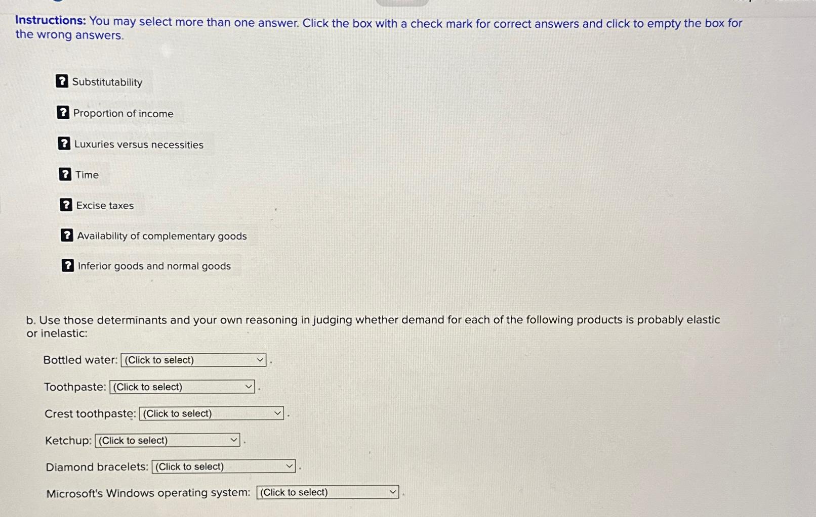 Solved Instructions: You may select more than one answer. | Chegg.com