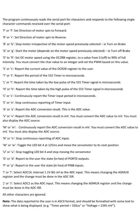 Solved Description: Write a single ATMega328P program that | Chegg.com