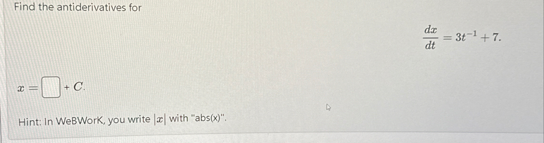 Solved Hwk8: Problem 5(1 ﻿point)Find the antiderivatives | Chegg.com