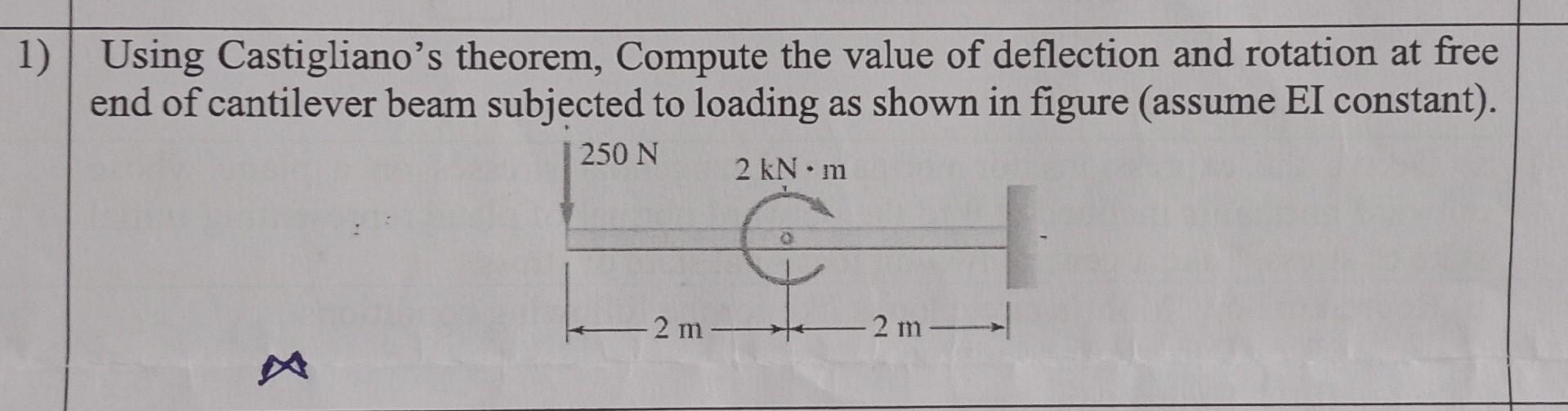 Solved consider both force and moment calculate deflection | Chegg.com