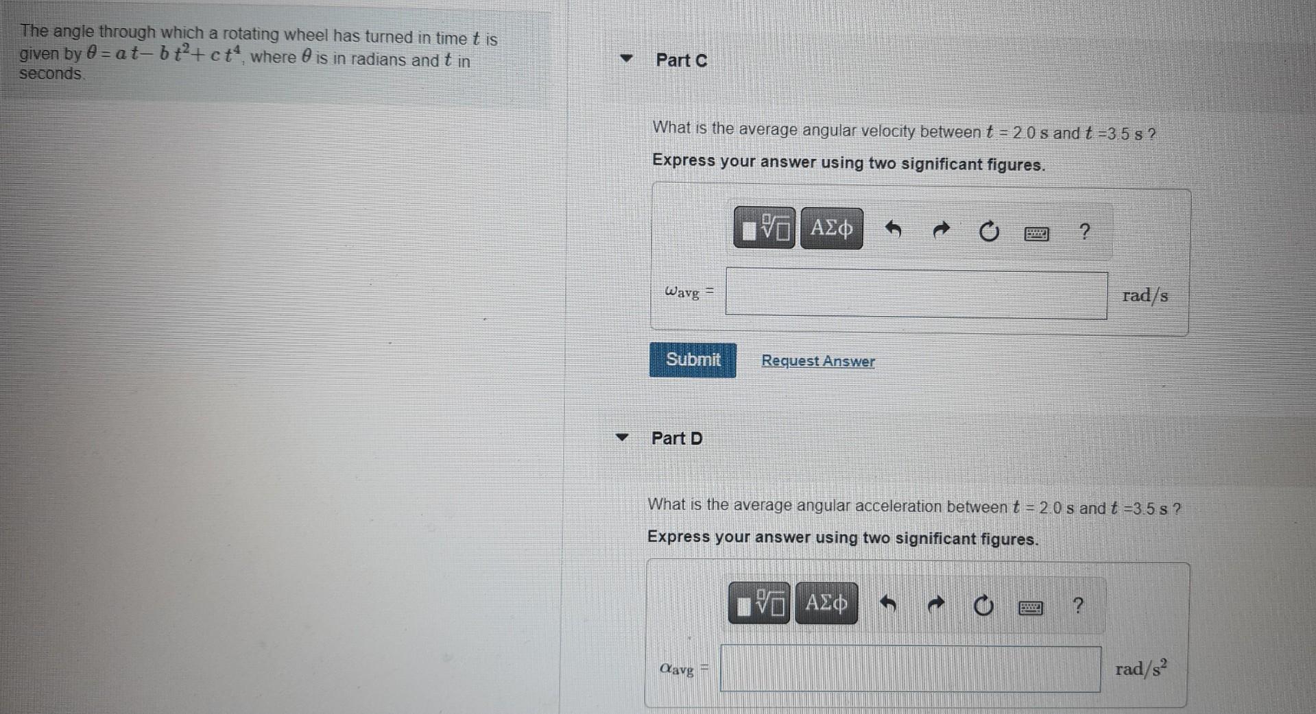 Solved The angle through which a rotating wheel has turned | Chegg.com