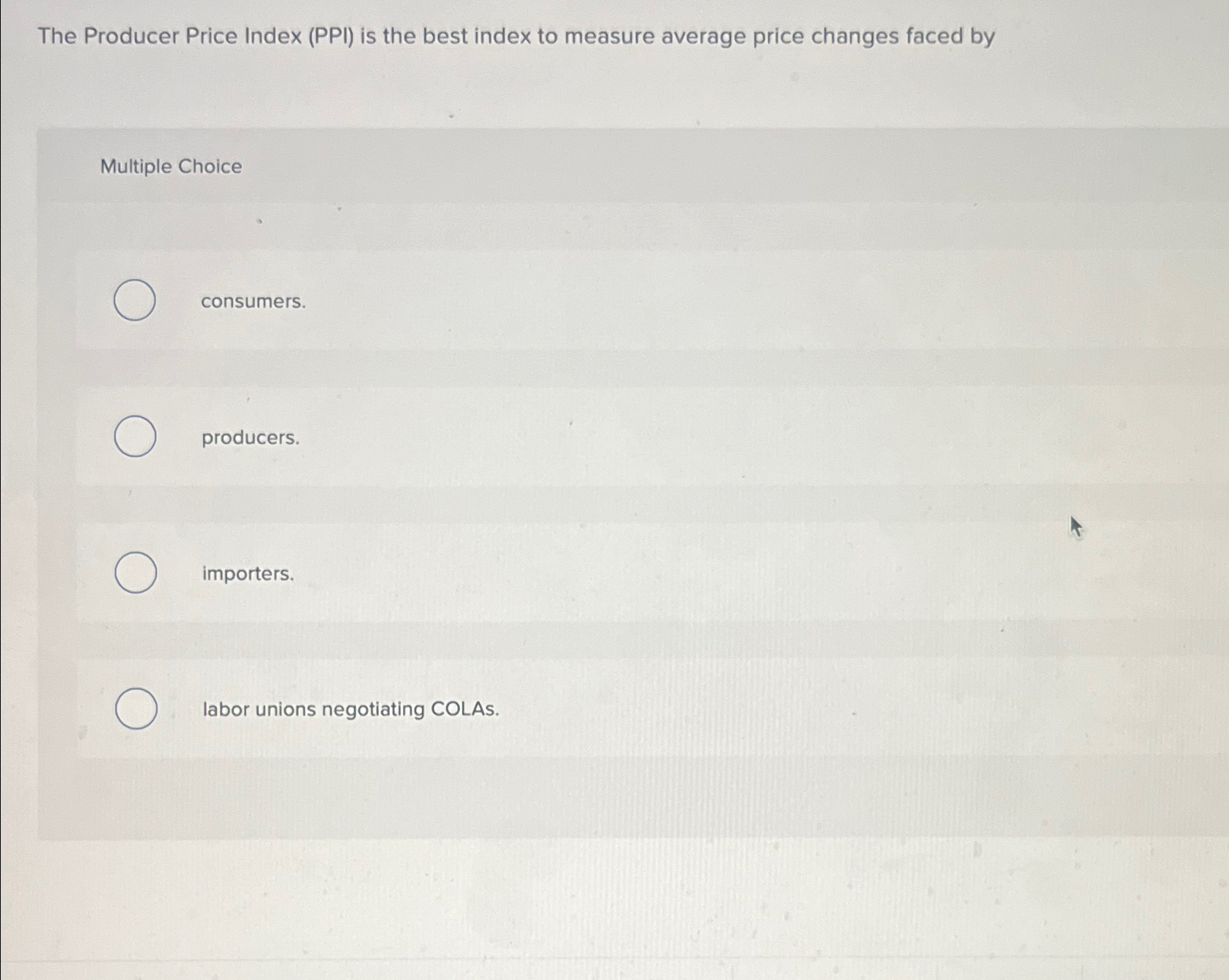 Solved The Producer Price Index (PPI) ﻿is the best index to | Chegg.com