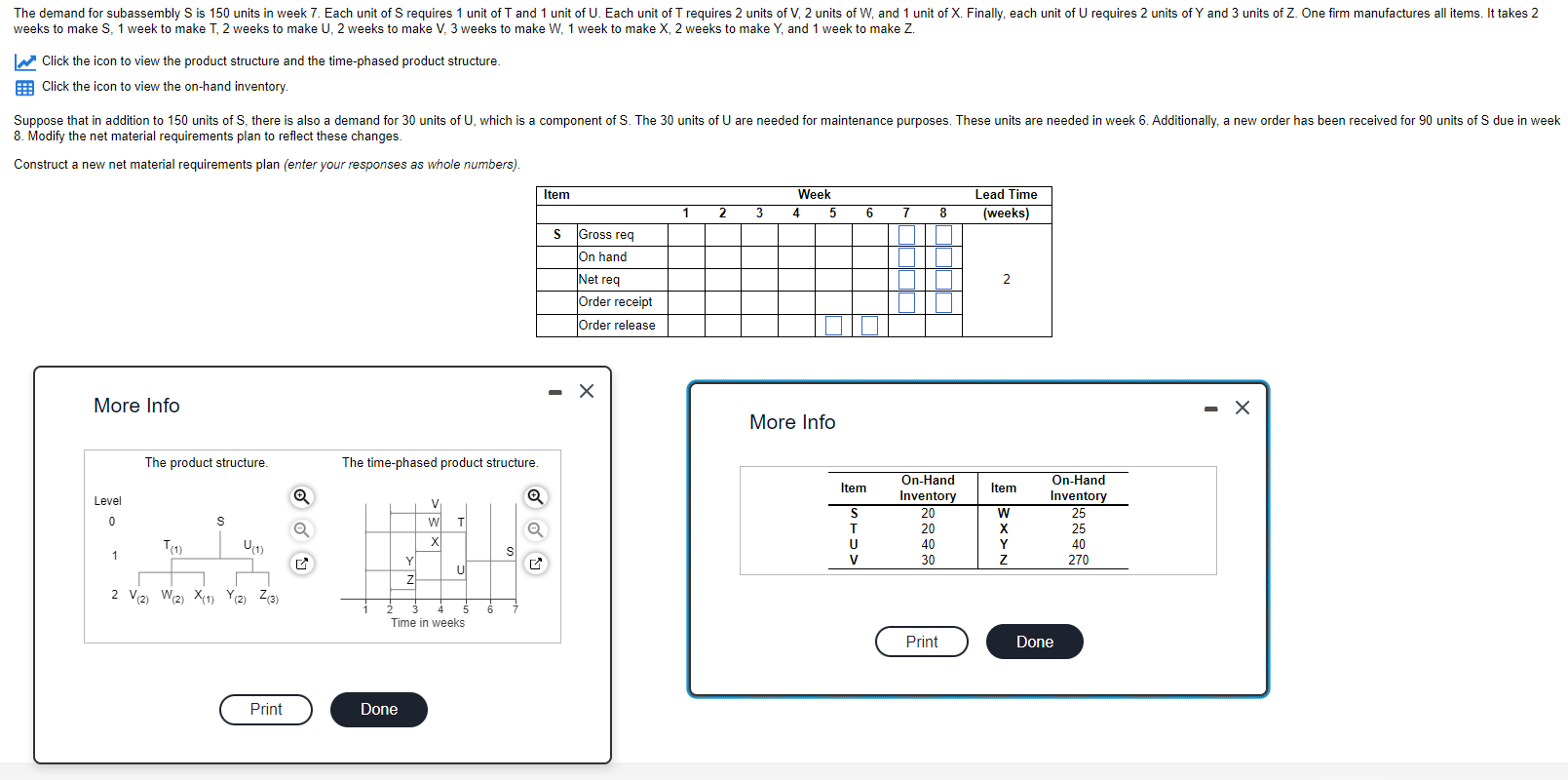 Solved weeks to make S, 1 ﻿week to make T, 2 ﻿weeks to make | Chegg.com