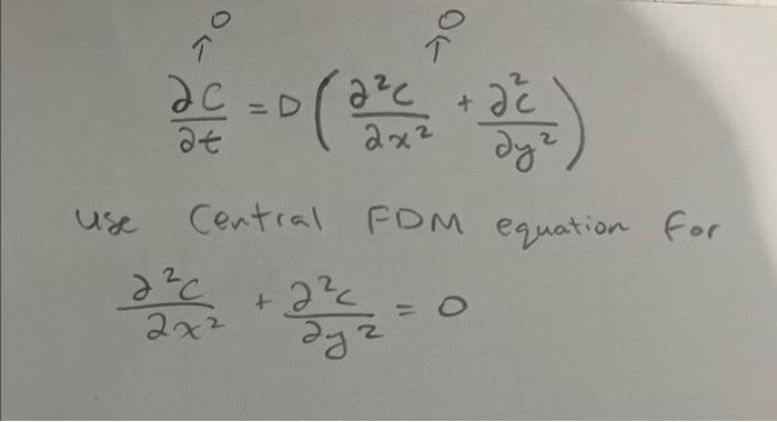∂t∂C=D(∂x2∂2c+∂y2∂2c) Use Central FDM equation for | Chegg.com