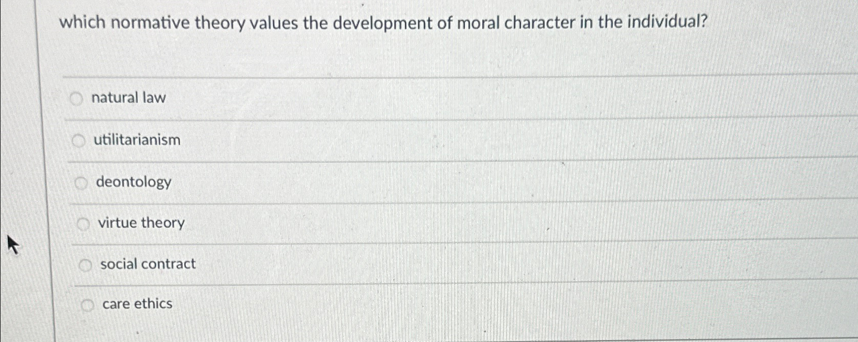 Solved which normative theory values the development of | Chegg.com