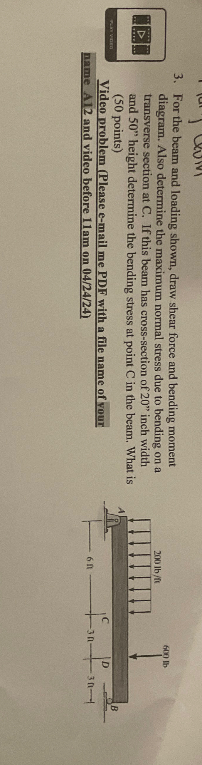 Solved For the beam and loading shown, draw shear force and | Chegg.com