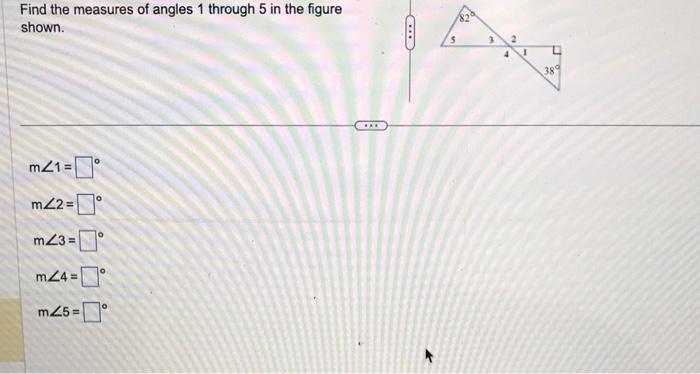 Solved Find the measures of angles 1 through 5 in the figure | Chegg.com