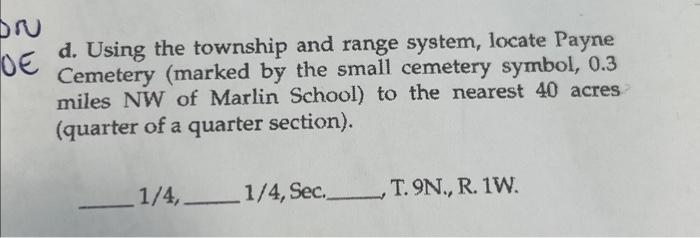 d. Using the township and range system, locate Payne | Chegg.com