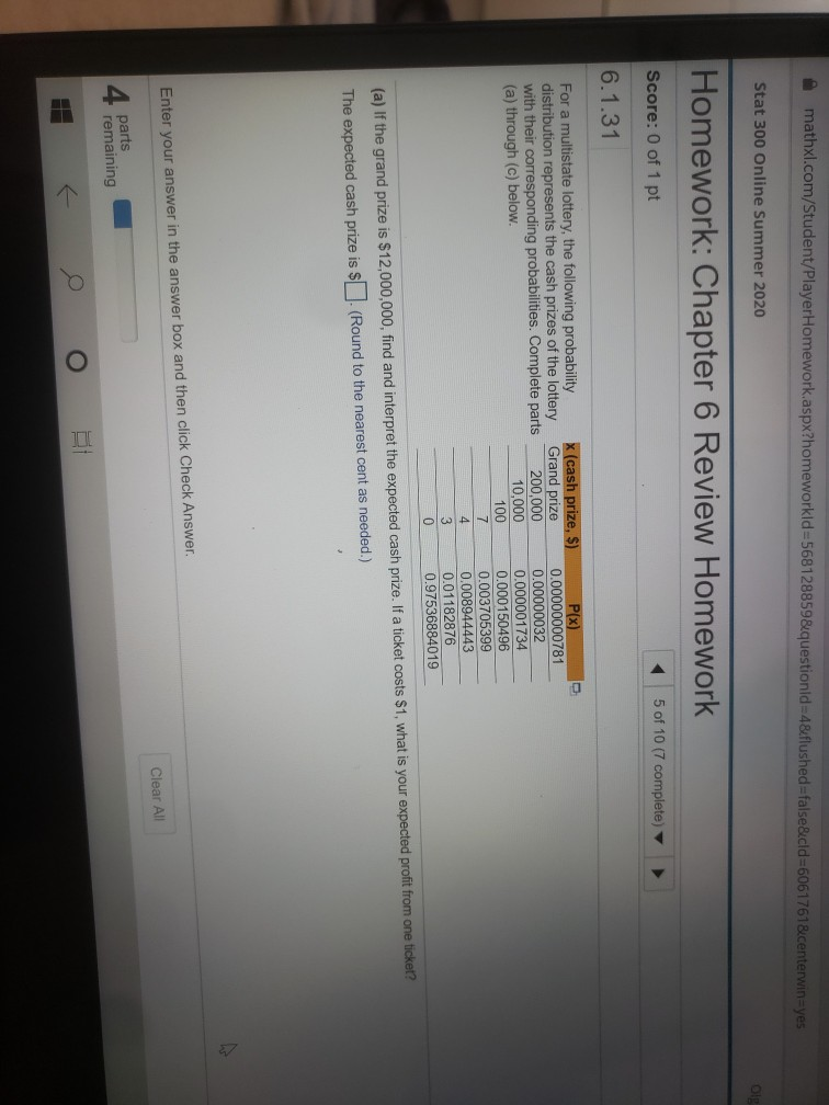 Solved mathxl.com/Student/Player | Chegg.com