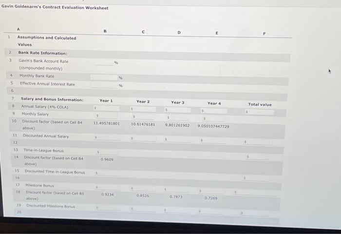 Solved Gavin Goldenarm's Contract Evaluation WorksheetI've | Chegg.com