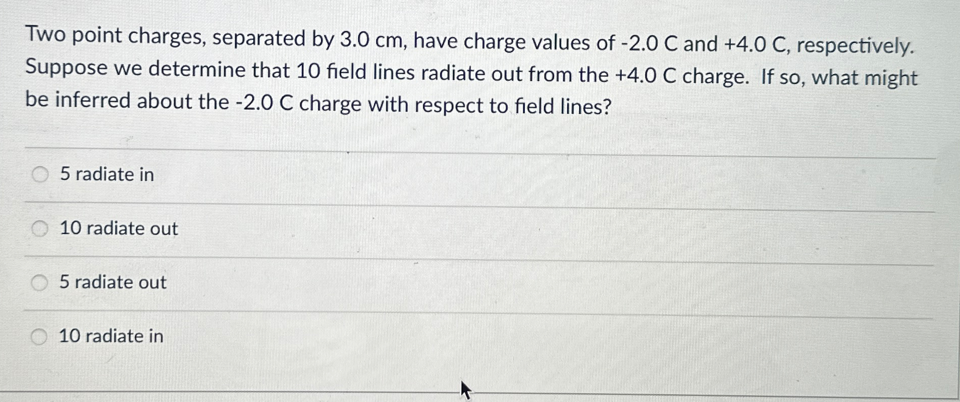 Solved Two point charges, separated by 3.0cm, ﻿have charge | Chegg.com
