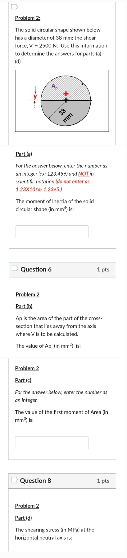 Solved Problem 2:The solid circular shape shown below has a | Chegg.com