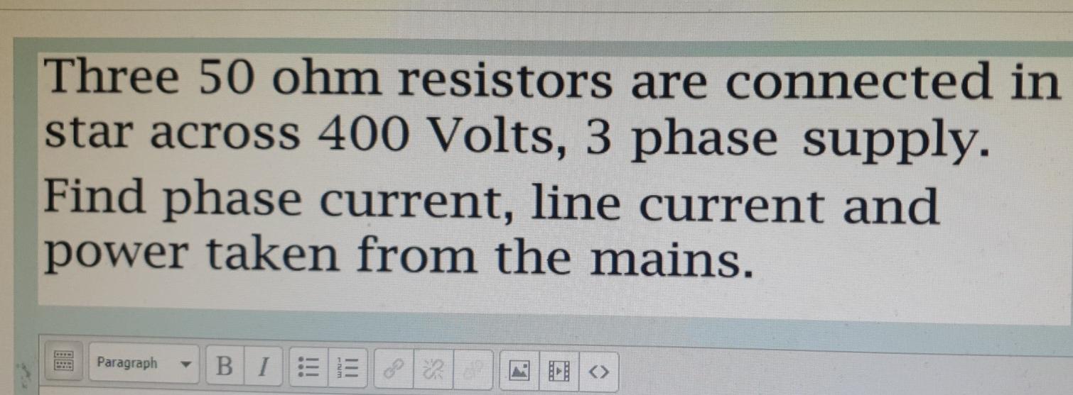 Solved Three 50 ohm resistors are connected in star across | Chegg.com