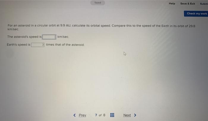 Solved Swed Help Save & Exit Subm Check my work For an | Chegg.com